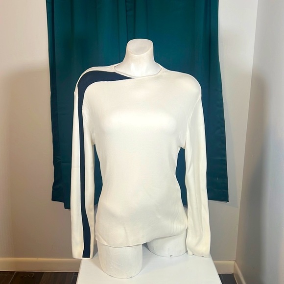 Cyrus | Tops | Cyrus Black Sweater With White Diagonal One Stripe On ...